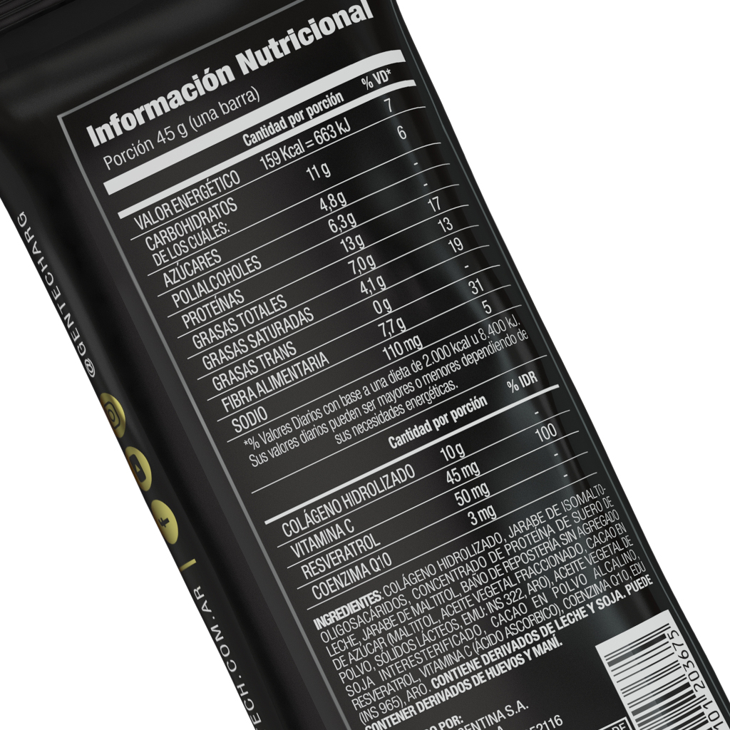 Beauty Bar Gentech Colágeno, Resveratrol, Q10 y Vitamina C.